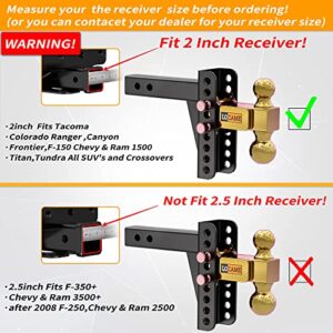 LOCAME Trailer Hitch, Fits 2-Inch Receiver, 6-Inch Drop/Rise Drop Hitch , Class 3 Tow Hitch for Heavy Duty Truck with Double Pins, LC0010