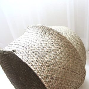 ifundom Flower Pot Woven Seagrass Belly Basket, Open Storage Basket, Laundry Basket, Picnic and Straw Beach Bag, Flowerpot Decoration Plants Pots