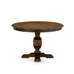 East West Furniture Mid Century FE3-07-TP Wooden Dining Table Round Tabletop and 48 x 30-Distressed Jacobean Finish