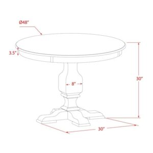 East West Furniture Mid Century FE3-07-TP Wooden Dining Table Round Tabletop and 48 x 30-Distressed Jacobean Finish