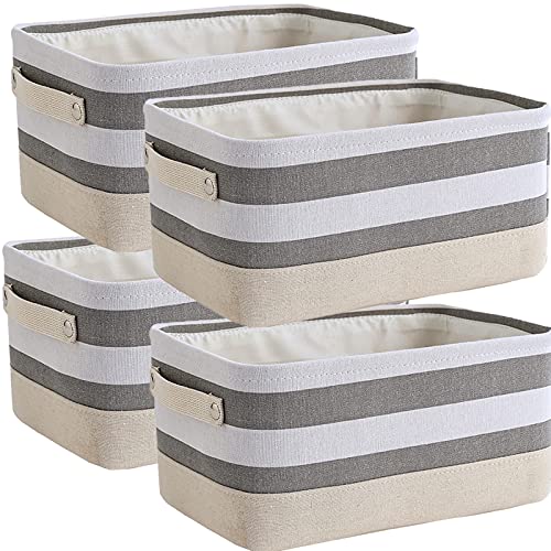 SOUJOY 4 Pack Storage Baskets for Closet, Foldable Fabric Storage Bin with Handles, 15.9" L x 12" W x 8.3" H Shelf Organizer Box for Nursery Toy, Home, Office