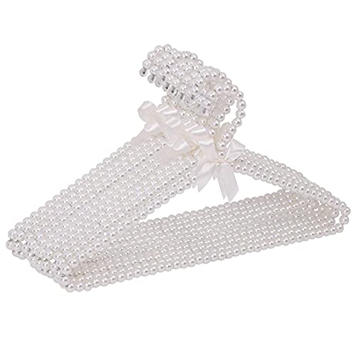 Aimeely 10PCS Pearl Beaded Clothes Rack Large Bowknot Wedding Shop Daily Pants Hangers 1#