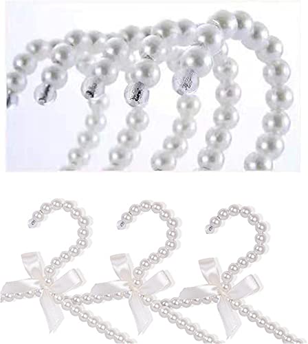 Aimeely 10PCS Pearl Beaded Clothes Rack Large Bowknot Wedding Shop Daily Pants Hangers 1#