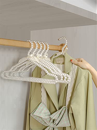 Aimeely 10PCS Pearl Beaded Clothes Rack Large Bowknot Wedding Shop Daily Pants Hangers 1#