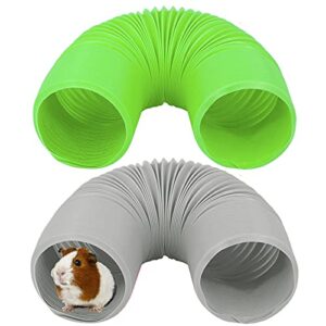 2 pieces pet fun tunnel small animal play tunnel collapsible plastic tube pet hideaway fun toys for hiding training fit guinea pigs hamsters chinchillas rats ferrets dwarf rabbits green black wishope