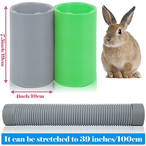 2 Pieces Pet Fun Tunnel Small Animal Play Tunnel Collapsible Plastic Tube Pet Hideaway Fun Toys for Hiding Training Fit Guinea Pigs Hamsters Chinchillas Rats Ferrets Dwarf Rabbits Green Black Wishope