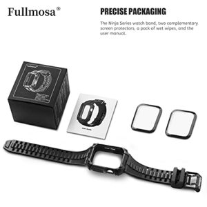 Fullmosa Watch Band, Rugged iWatch Band Silicone with Screen Protector and Bumper Case for Men, Compatible with Apple Watch Series 8/7/6/5/4/SE2/SE (44mm, Black)