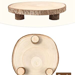 Caydo 2 Pieces 10-12 Inch Wood Cake Stand Large Wood Slices Serving Tray for Table Centerpiece, Wedding Cake and Cheese Board