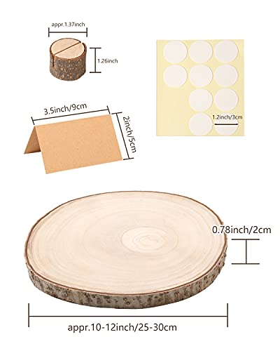 Caydo 2 Pieces 10-12 Inch Wood Cake Stand Large Wood Slices Serving Tray for Table Centerpiece, Wedding Cake and Cheese Board