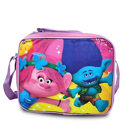 Trolls World Tour School Backpack Set For Girls ~ 5 Pc Bundle With 16" Poppy Trolls School Bag, Lunch Box, Stickers, and More | Trolls Accessories Travel Bag