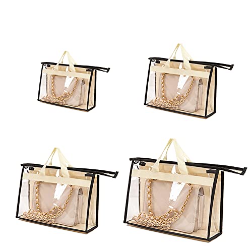 SZXFMY Handbag Organizer Dust Bags Transparent Hanging Purse Organizer Wallet Storage Bag 4pack for Hanging Closet with Handle and Zipper Handbag(4 Pack)