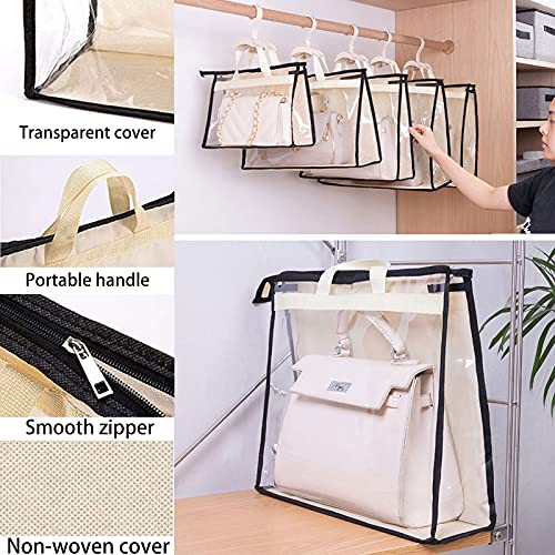 SZXFMY Handbag Organizer Dust Bags Transparent Hanging Purse Organizer Wallet Storage Bag 4pack for Hanging Closet with Handle and Zipper Handbag(4 Pack)