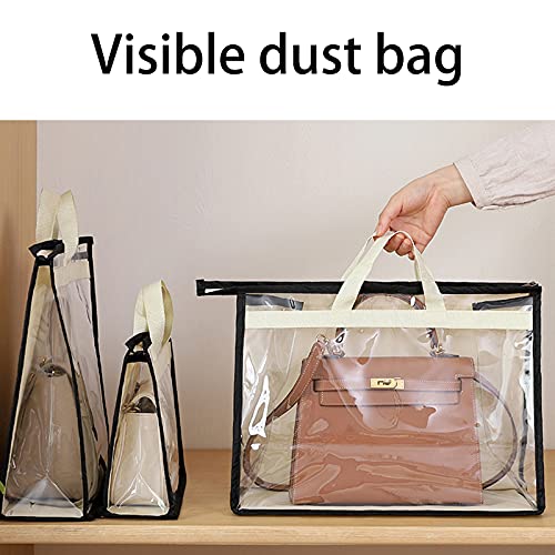 SZXFMY Handbag Organizer Dust Bags Transparent Hanging Purse Organizer Wallet Storage Bag 4pack for Hanging Closet with Handle and Zipper Handbag(4 Pack)