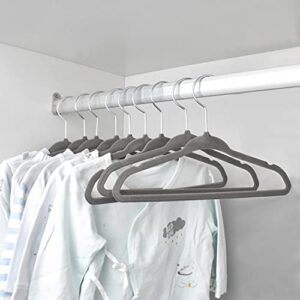 MangoKit 15 Pack Baby Velvet Clothes Hanger,Ultra-Thin Space-Saving Nursery Hangers,Non-Slip Toddler Hangers with Swivel Hook,Notched Shoulder Design(Grey)