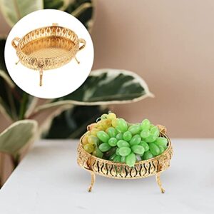 DOITOOL Candy Plate Fruit Tray Golden Fruit Storage Plate Snack Serving Tray Decorative Tray Food Dessert Storage Plate Snack Storage Dish Golden 2