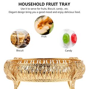 DOITOOL Candy Plate Fruit Tray Golden Fruit Storage Plate Snack Serving Tray Decorative Tray Food Dessert Storage Plate Snack Storage Dish Golden 2