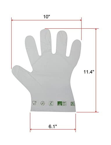 TYPLASTICS Compostable Food Prep Gloves, Large, Pack of 100, ASTM D6400, US BPI and Europe OK Compost HOME Certified