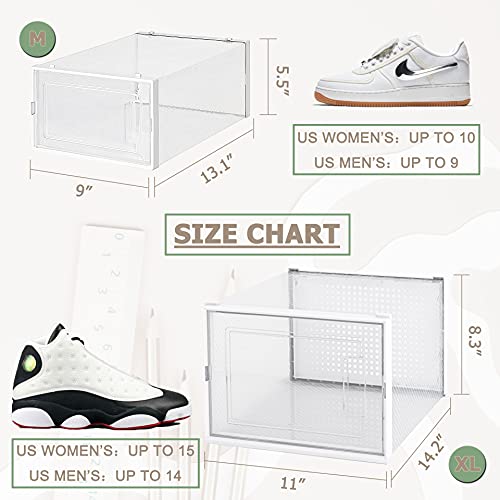 AOTENG STAR Drop Front Shoe Boxes Clear 12 Pack Shoes Storage Containers Organizer Stackable,Plastic Shoe Storage Box Sneaker Cases for Closets Entryway Bedroom Garage,Fits Men's US Size 5.0-10