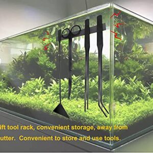 4Pcs Aquascaping Tools Kit, Long Stainless Steel Aquarium Plant Tools with Black Anti-rust Coating, Aquarium Tweezers, Scissors, and Scrapers for Aquascaping Cleaning（Free Magnetic Tool Holder）