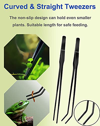 4Pcs Aquascaping Tools Kit, Long Stainless Steel Aquarium Plant Tools with Black Anti-rust Coating, Aquarium Tweezers, Scissors, and Scrapers for Aquascaping Cleaning（Free Magnetic Tool Holder）