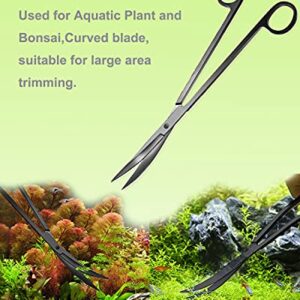 4Pcs Aquascaping Tools Kit, Long Stainless Steel Aquarium Plant Tools with Black Anti-rust Coating, Aquarium Tweezers, Scissors, and Scrapers for Aquascaping Cleaning（Free Magnetic Tool Holder）