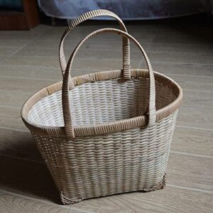 Cabilock Toy Containers Rattan Woven Flower Basket with Handle Picnic Sundries Storage Basket Gift Storge Basket Woven Hanging Wall Mounted Basket Rustic Home Décor Snack Gift Baskets