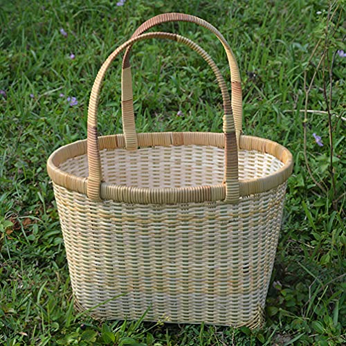 Cabilock Toy Containers Rattan Woven Flower Basket with Handle Picnic Sundries Storage Basket Gift Storge Basket Woven Hanging Wall Mounted Basket Rustic Home Décor Snack Gift Baskets