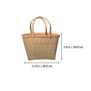 Cabilock Toy Containers Rattan Woven Flower Basket with Handle Picnic Sundries Storage Basket Gift Storge Basket Woven Hanging Wall Mounted Basket Rustic Home Décor Snack Gift Baskets