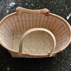 Cabilock Toy Containers Rattan Woven Flower Basket with Handle Picnic Sundries Storage Basket Gift Storge Basket Woven Hanging Wall Mounted Basket Rustic Home Décor Snack Gift Baskets