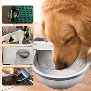 APlayfulBee Automatic Waterer Livestock Water Bowl Stainless Steel Trough with Float Valve for Cattle Cow Pig Sheep Pet Dog with Drain Plug