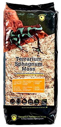 DBDPet Galapagos 5-Star Terrarium Sphagnum Moss Substrate Gold 0.33lb - Includes Attached Pro-Tip Guide