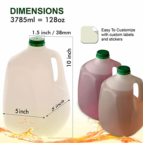 Empty Plastic Gallon Juice Bottles with Tamper Evident Caps 128 OZ - Smoothie Bottles - Ideal for Juices, Milk, Smoothies, Picnic's and even Meal Prep by EcoQuality Juice Containers (5)