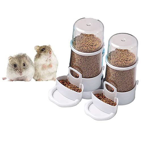 2 Packs Automatic Pet Feeder and Waterer, Self Dispensing Automatic Hamster Feeder, Cat Food and Water Dispenser Set,Small Animal Dog Cat Pet Food Bowl,16x14cm