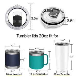 Tumbler Lid 20oz， Fit YE-TI Rambler Or Old Style RTIC Coffee Tumbler, Spillproof Ozark Trail Lids, Slider Switch Spill Proof Tumbler Cover (Black, 2 Packs, 20oz)