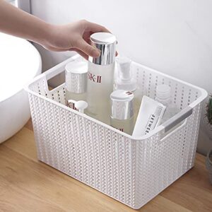 Storage Basket Organizer with Handle | Storage Bin | Home Storage, 7 Liter, Set of 6, White