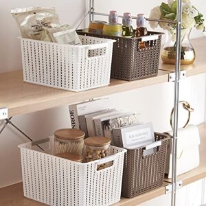 Storage Basket Organizer with Handle | Storage Bin | Home Storage, 7 Liter, Set of 6, White