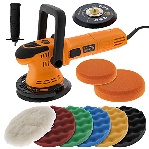 Dura-Gold Heavy Duty 6" Random Orbit Dual-Action Polisher Buffer Sander with Buffing & Polishing 8 Waffle Foam Pad Kit, Variable Speed 2000 to 6400 OPM, High-Performance, 750 Watts, Car Auto Detailing