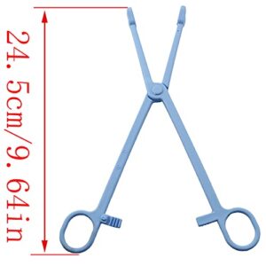 LQ Industrial Reptile Feeding Clip 24.5cm/9.64inch Blue Plastic Tong Tweezer Forcep for Tortoise Lizard Frog Spider Tarantulas