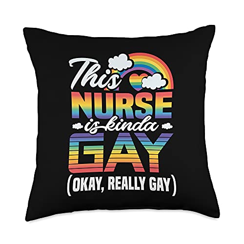 LGBTQ Gay Pride Rainbow Nurse Medical Gay Nurse Throw Pillow, 18x18, Multicolor