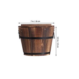 Cabilock Wooden Bucket Barrel with Lid Rice Bucket Wooden Sushi Oke Tub Sushi Making Serving Pan for Home Kitchen Food Storage 18cm