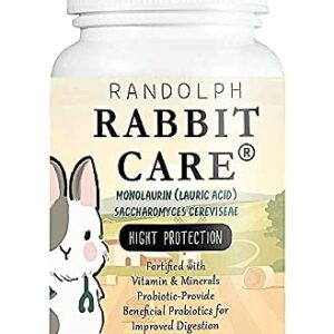 RANDOLPH Rabbit Food Care 70 g. MONOLAURIN LAULIN Acid High Protection Formula Rabbit Vitamin & Mineral Probiotics Improved Digestion Best Prevent Healthy for All Small Animal Bunny Food Rabbit Feed