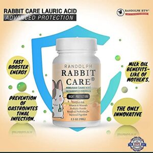 RANDOLPH Rabbit Food Care 70 g. MONOLAURIN LAULIN Acid High Protection Formula Rabbit Vitamin & Mineral Probiotics Improved Digestion Best Prevent Healthy for All Small Animal Bunny Food Rabbit Feed