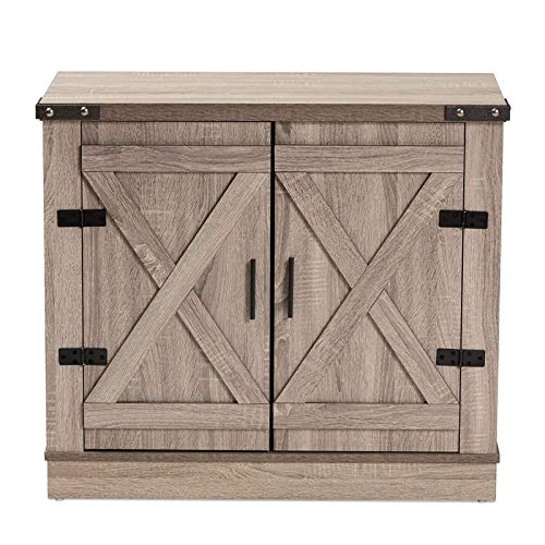 BOWERY HILL Farmhouse Brown Finished Wood 2-Door Shoe Storage Cabinet