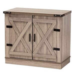 BOWERY HILL Farmhouse Brown Finished Wood 2-Door Shoe Storage Cabinet