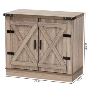 BOWERY HILL Farmhouse Brown Finished Wood 2-Door Shoe Storage Cabinet