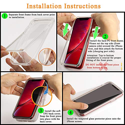 FIRMGE for iPhone Xs Case, Compatible iPhone X Case 5.8 Inch, with [2 x Tempered Glass Screen Protector] 360 Full-Body Coverage Military Grade Heavy Duty Shockproof Phone Protective Cover- LK001