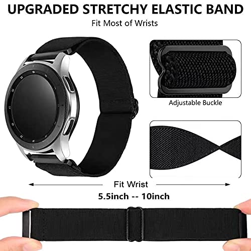 XRHWW 5 Pack 20mm Stretchy Nylon Loop Watch Bands Compatible With Samsung Galaxy Watch Active 2 44mm 40mm/Active 40mm/Galaxy Watch 3 41mm/Galaxy Watch 42mm/Galaxy Watch 4 44mm 40mm / Galaxy watch 5 44mm 40mm/Galaxy watch 5 Pro 45mm