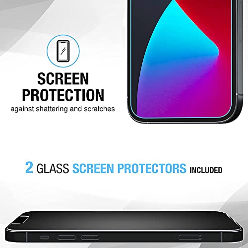 FlexGear Case for iPhone 13 Mini with 2X Tempered Glass Screen Protectors [Full Protection] - Crystal Clear