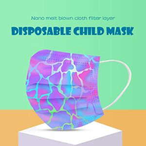 Peky 50PCS Colorful Disposable Printed Face_Masks,with Shiny Unique Crack Design,3-Ply Protection for Adults Women (Adult-1)