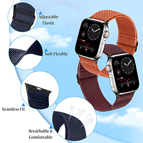 Tiptops 10 PACK Elastic Watch Band Compatible with Apple Watch Band 38mm 40mm 41mm 42mm 44mm 45mm , Adjustable Length, Stretch Nylon Sports Watch Strap, Compatible with iWatch Bands Series 8/7/SE/6/5/4/3/2/1/SE for Men Women